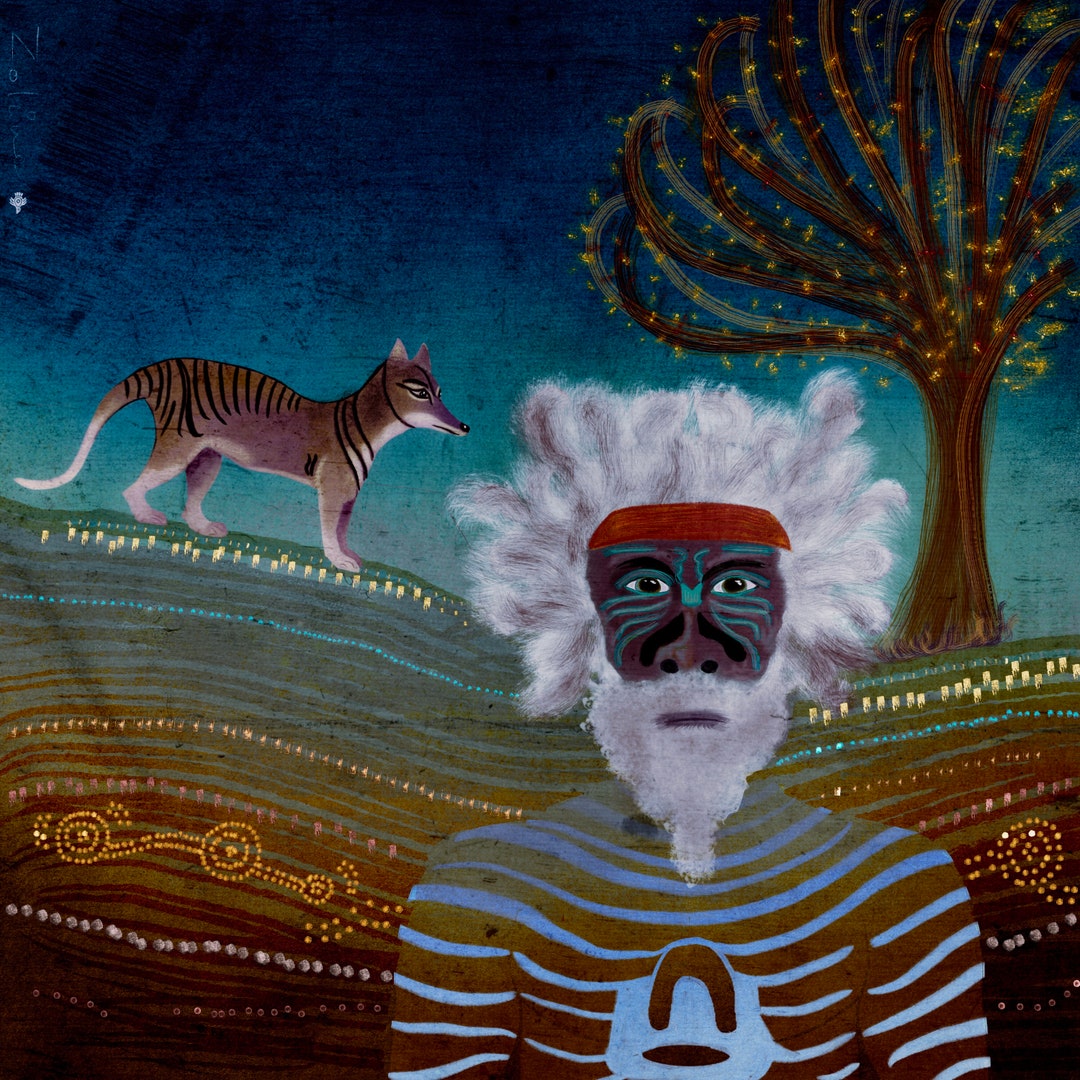 Aboriginal Shaman and Thylacine - Etsy
