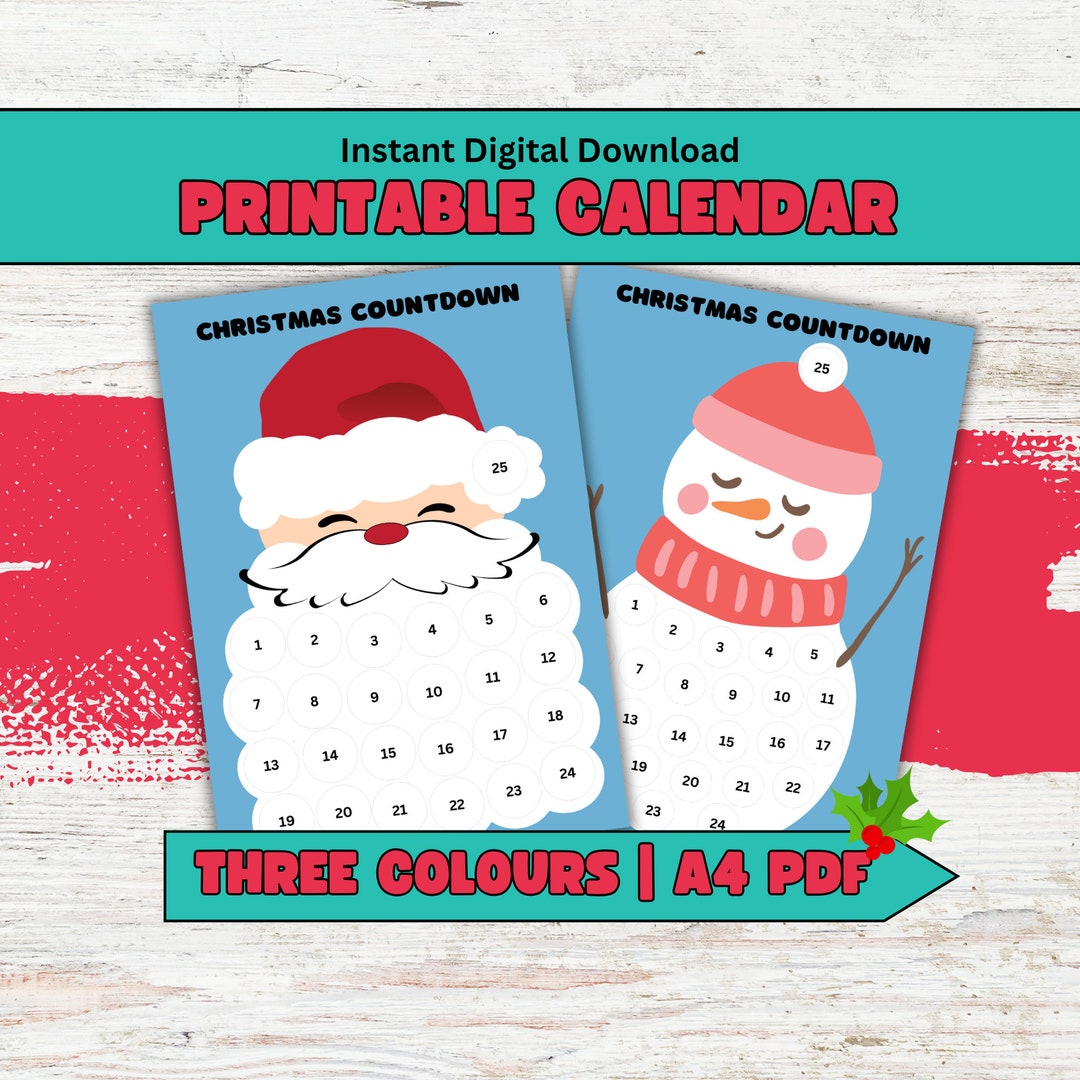 Countdown to Christmas Cotton Ball Beard Poster for Kids, Advent ...