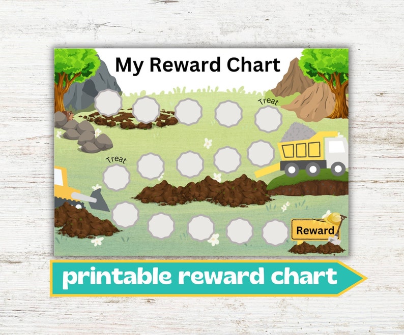 Construction Reward Chart Printable, Digger Reward Chart, Printable ...