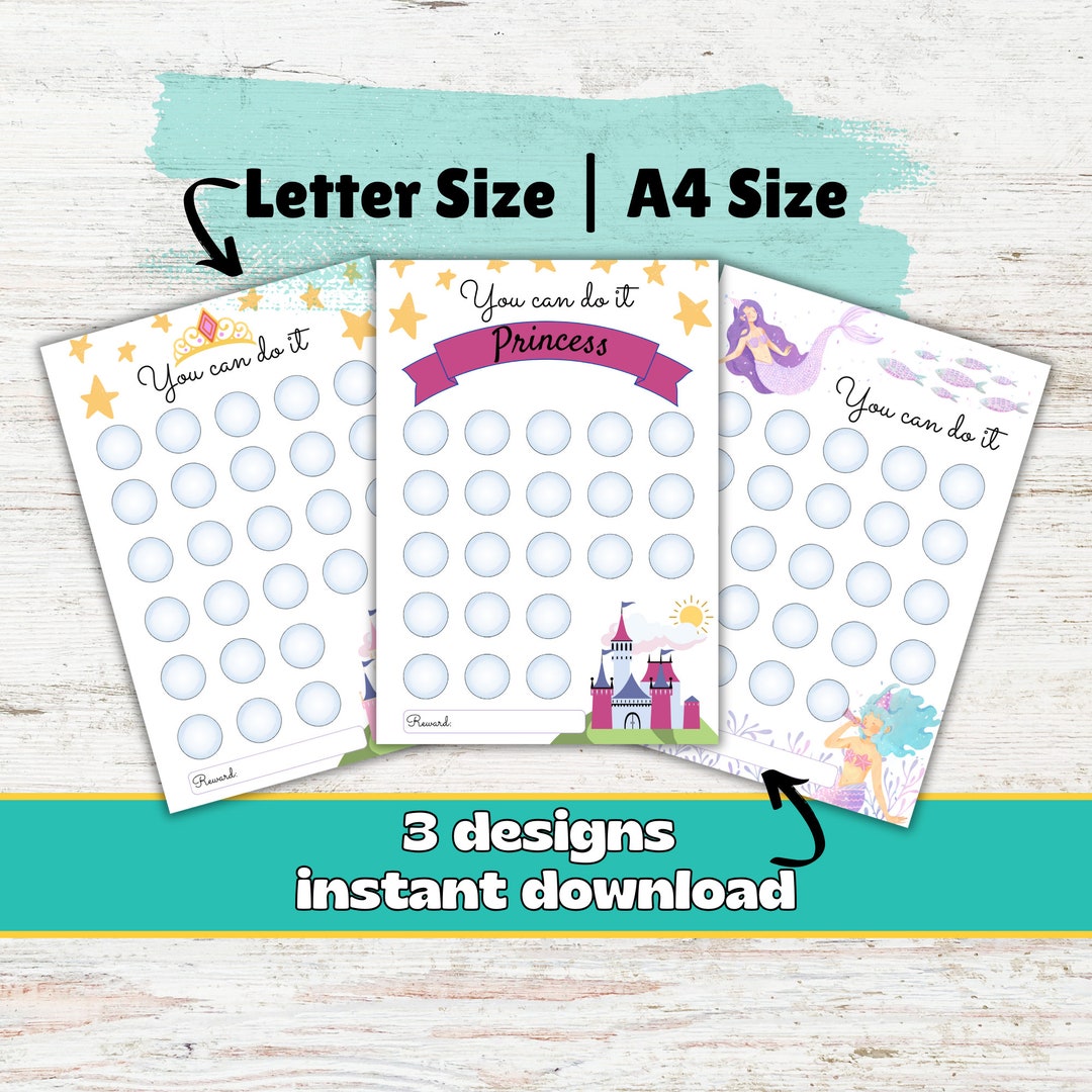 Mermaid and Princess Reward Chart for Girls. Girls Reward - Etsy