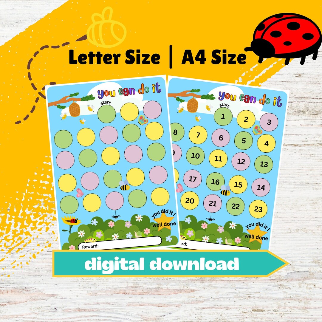 Buy Printable Nature Reward Chart for Kids, Positive Behaviour, Bugs ...