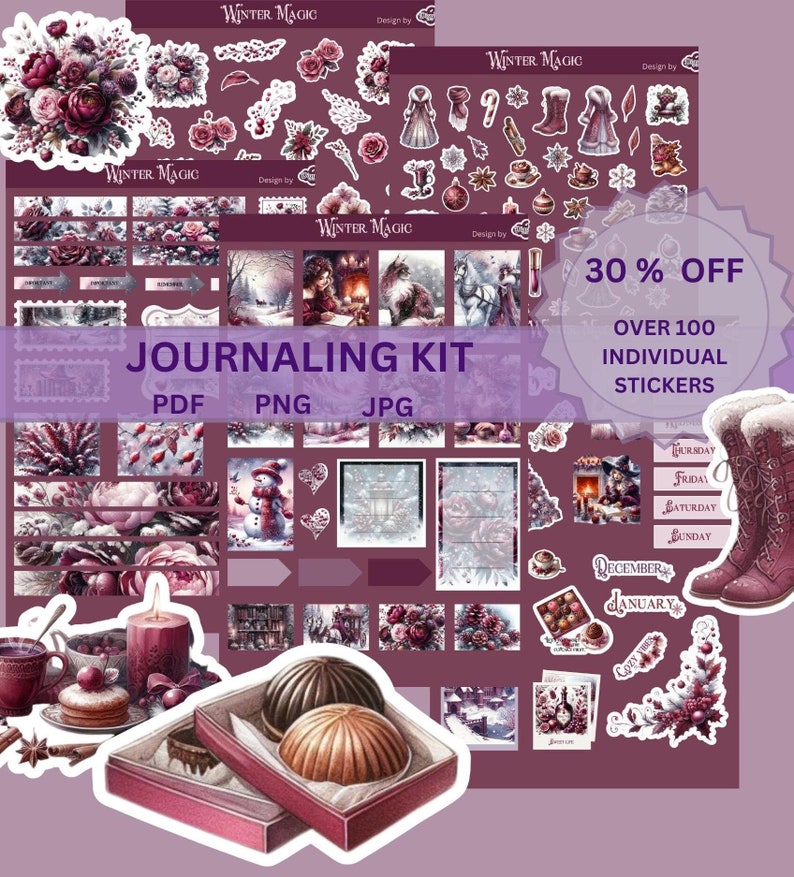 Magic Winter Journaling Kit, Snow Witch Journaling and Planner Stickers ...