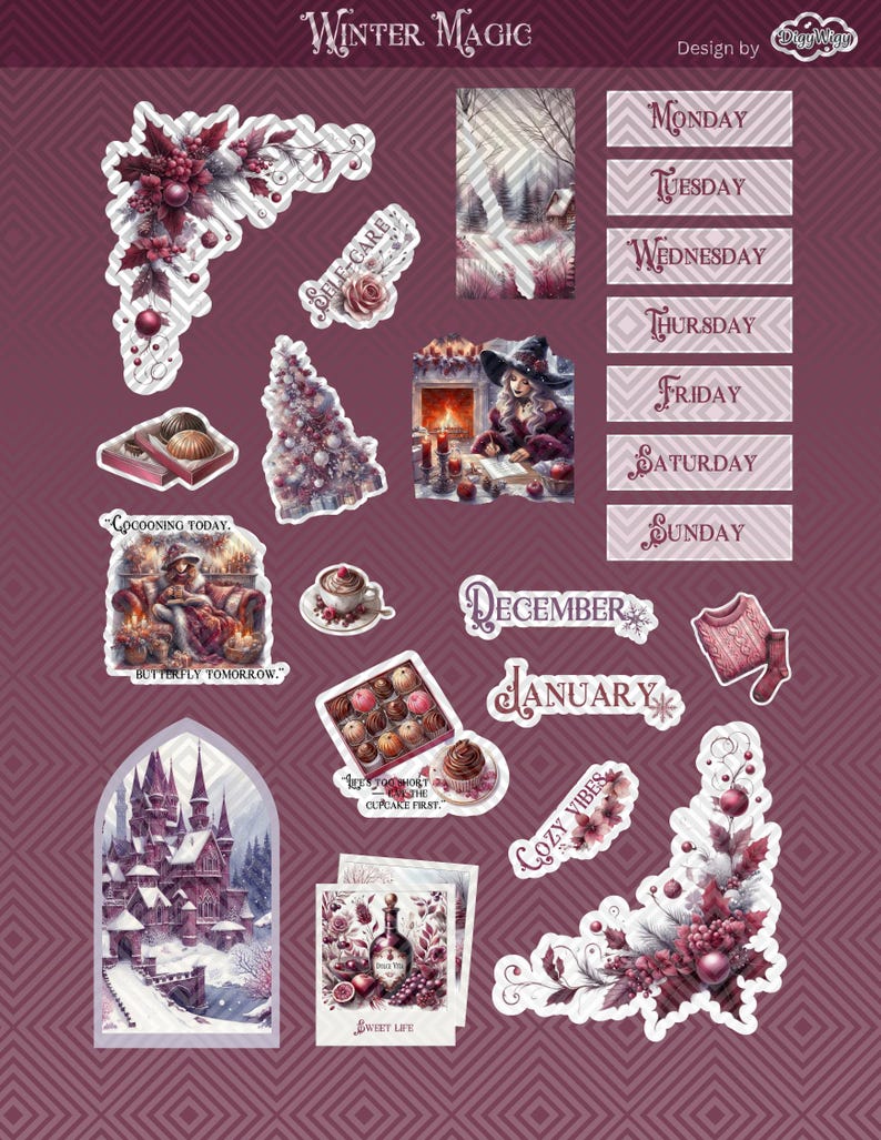 Magic Winter Journaling Kit, Snow Witch Journaling and Planner Stickers ...