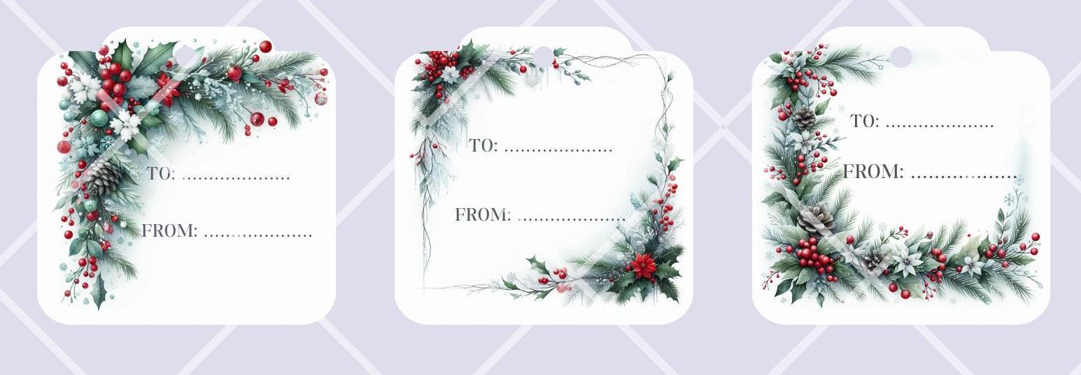 Printable Christmas Gift Tags, New Year Gift Tags, Holiday Gift Tags ...