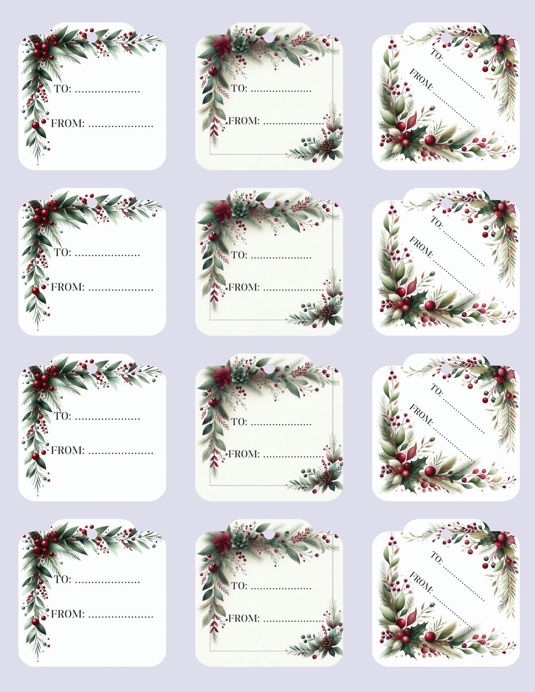 Printable Christmas Gift Tags, New Year Gift Tags, Holiday Gift Tags ...