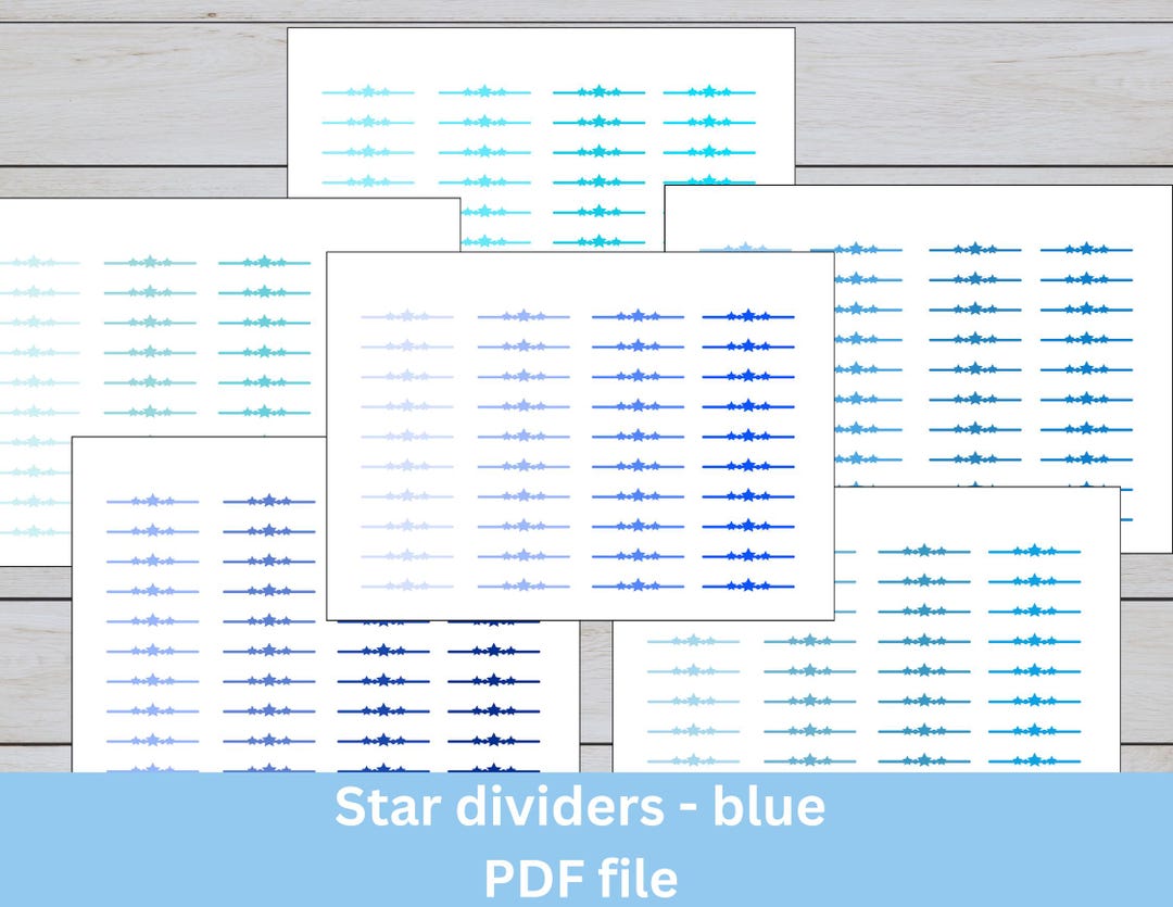 Printable Star Dividers - Blue Color, Digital Download, for Journals ...