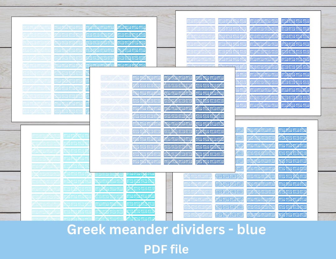 Printable Ancient Greek Meander Dividers in Blue Colors - for ...
