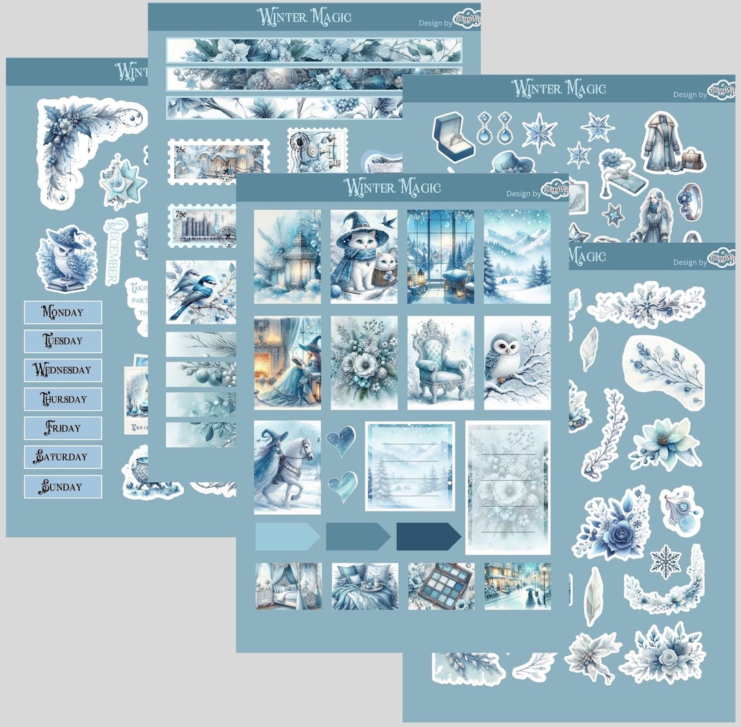 Winter Magic Journaling Stickers, Snow Witch Planner Stickers (PDF) - Etsy