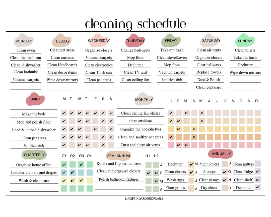 Editable Cleaning Planner, Cleaning Schedule, Cleaning Checklist, ADHD ...