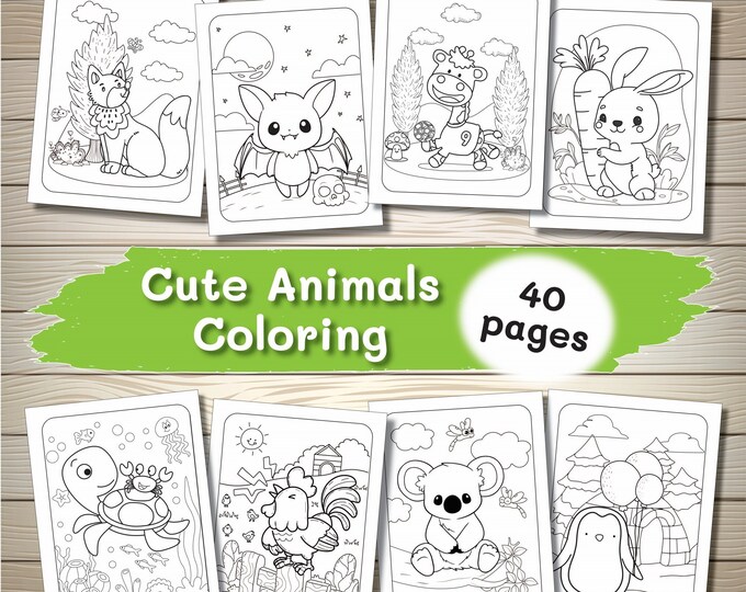 100 Pretty Animals Coloring Pages Bundle, Beautiful Animals Coloring ...
