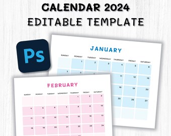 2024 Calendar Simple Cute Pastel Color Editable Printable Canva ...