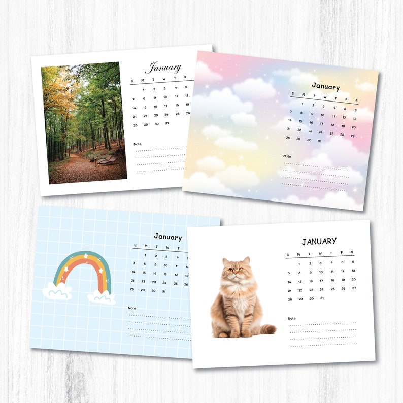 Calendar 2024 Editable Template Horizontal - Etsy