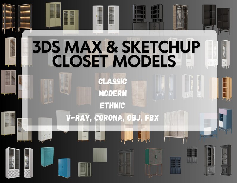 70 Closet Models for 3ds Max & Sketchup Home Design 3D Furniture Set ...