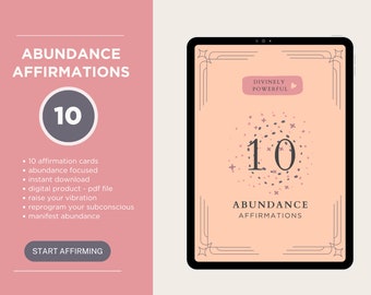 40 ABUNDANCE Affirmation Cards Instant Download, Printable Affirmations ...