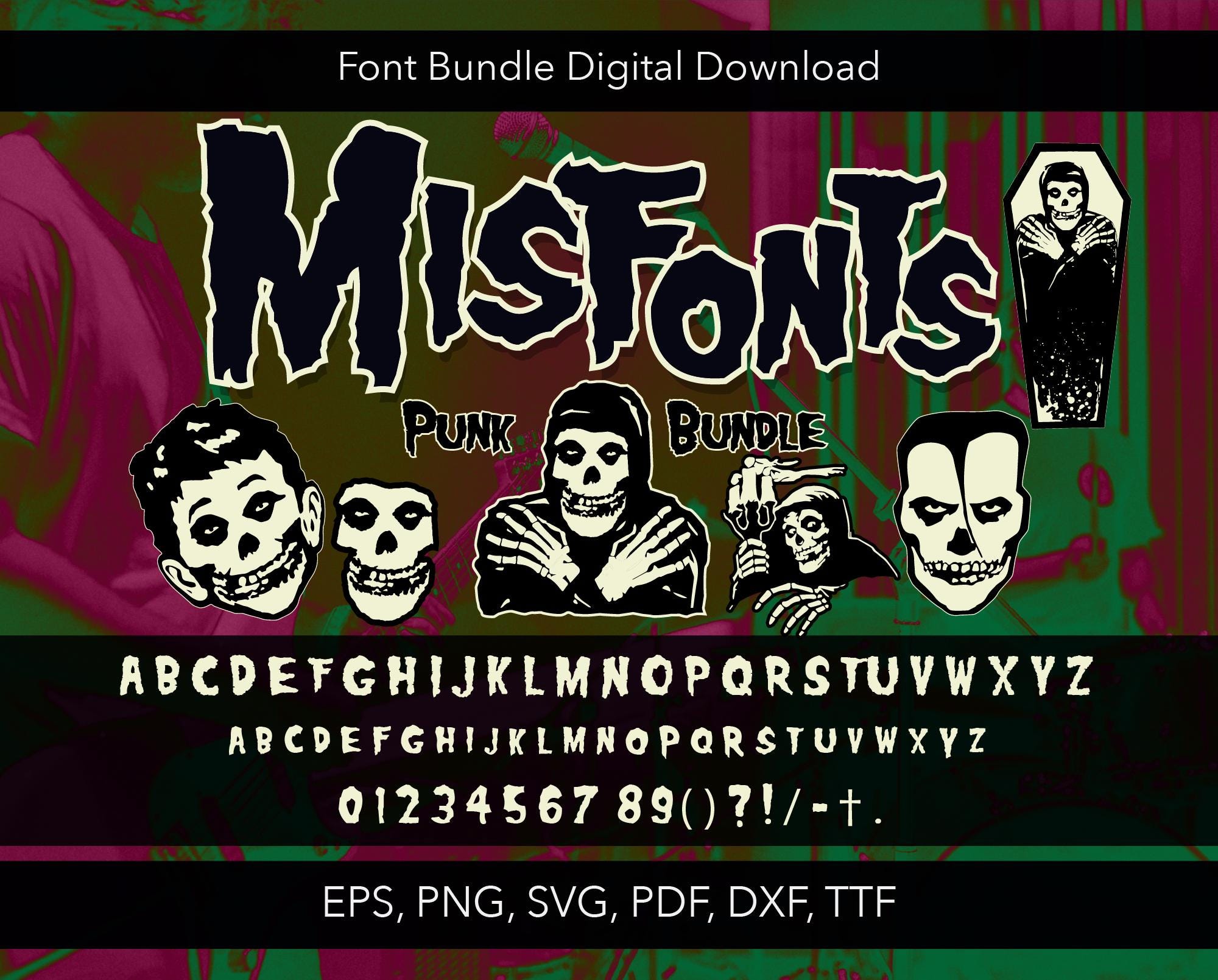 Misfits Font SVG, Halloween, Punk Rock Letters, Numbers (digital ...