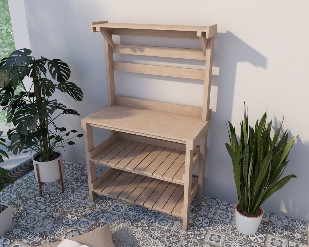 Potting Bench Digital Plan, DIY Outdoor Work Station Build Plan, Easy ...