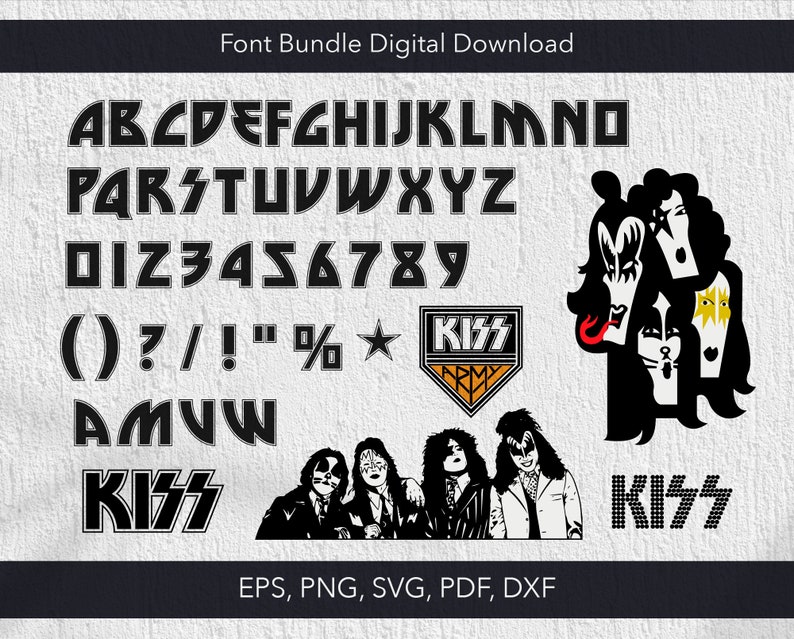 Kiss Band Font SVG Bundle, Halloween, Rock Numbers (digital Download ...