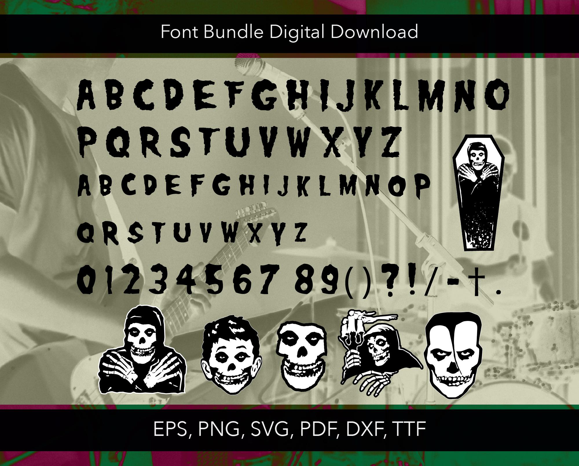 Misfits Font SVG, Halloween, Punk Rock Letters, Numbers (digital ...