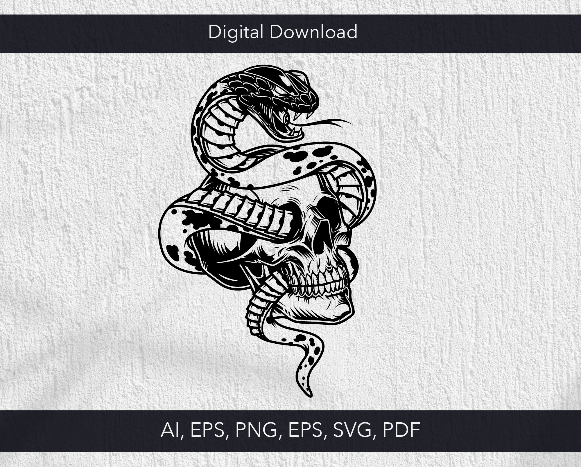 Snake, Snake Tattoo, Skull, Skull Svg Bundle, Skull Png, Tattoo Svg for ...