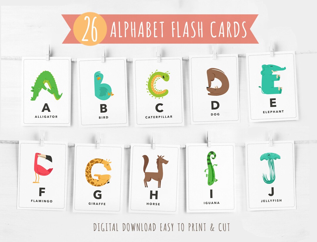 ABC Flash Cards Educational Cards A-Z Cards Learn Abcs - Etsy