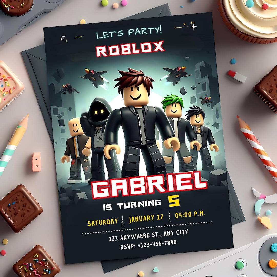 Roblox Birthday Boy Invitation, Roblox Kids Invitation, Editable Roblox ...