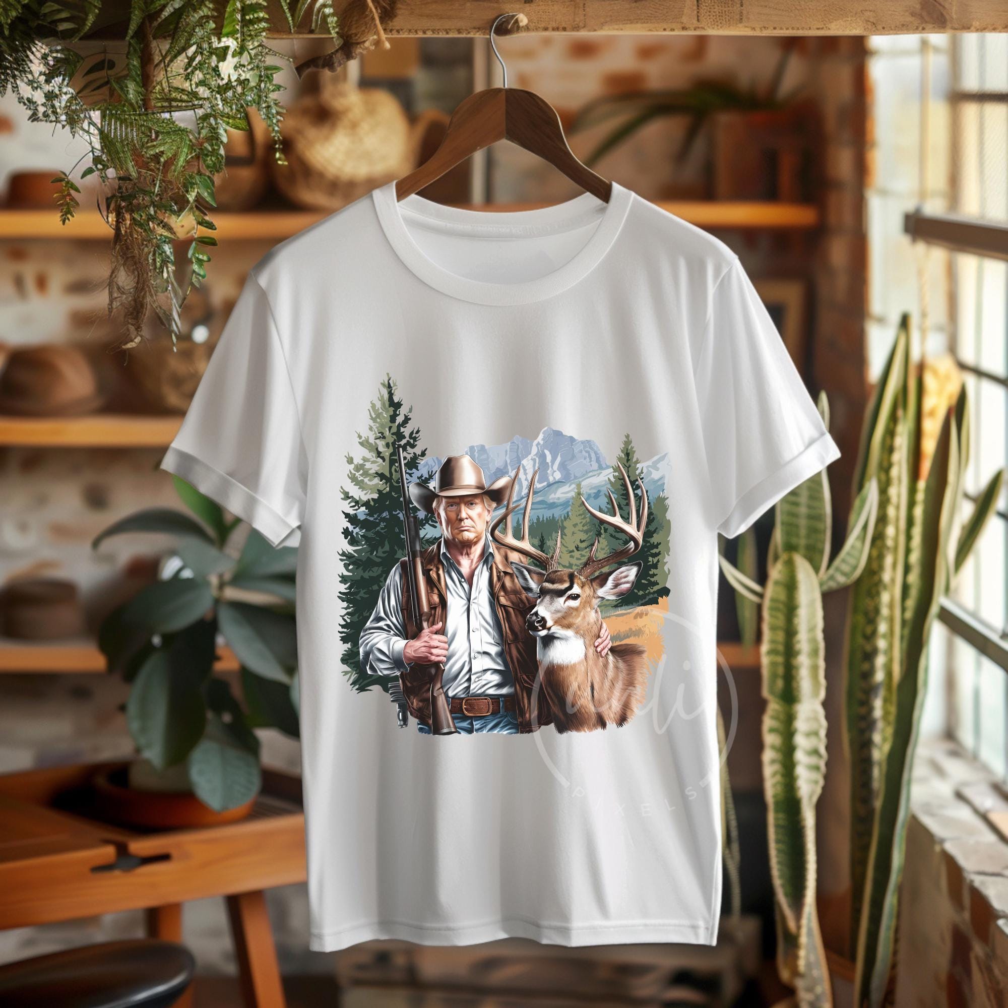Trump Deer Hunting Png, Cowboy Hunting Camo Sublimation, Whitetail Buck ...