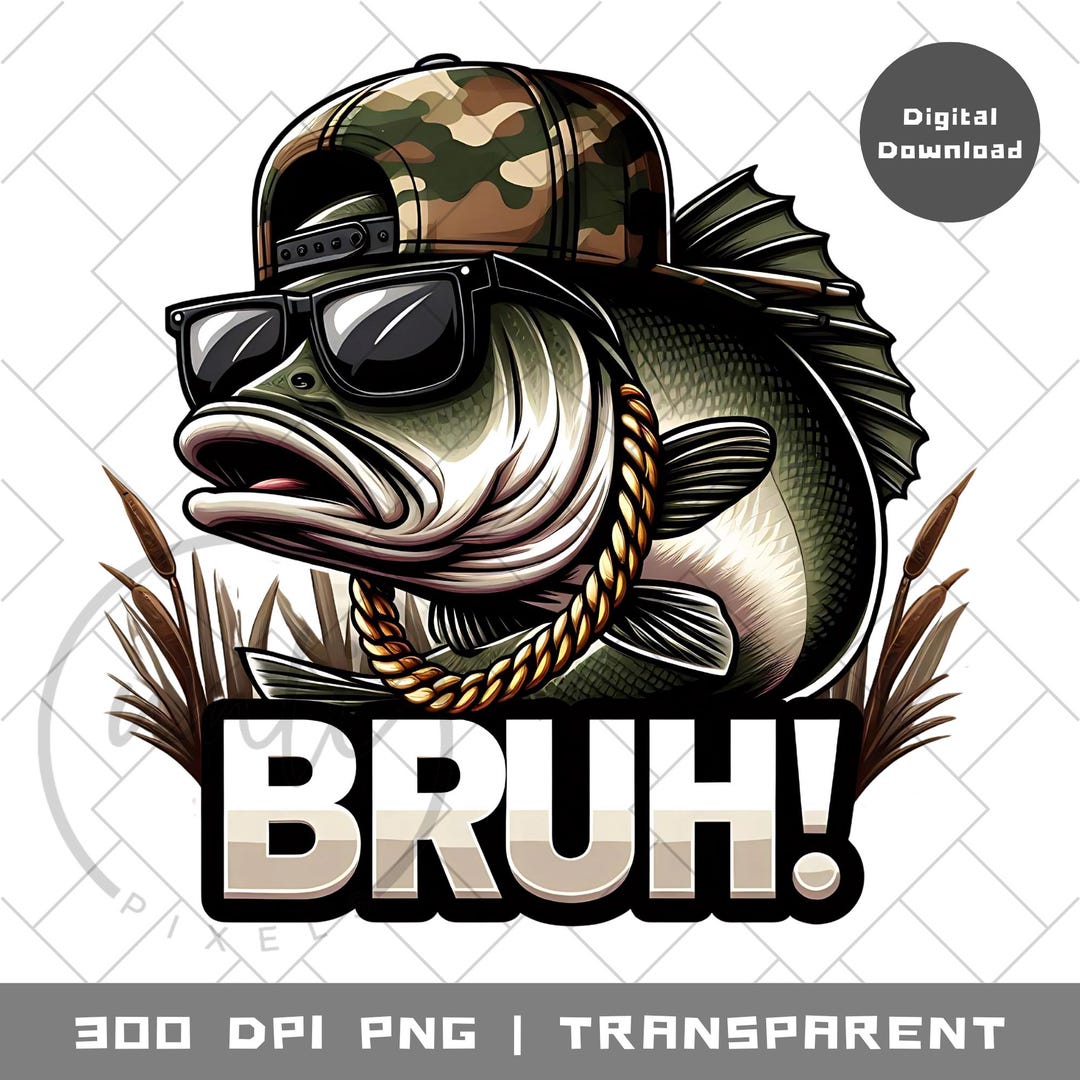 Bruh Fish Png, Funny Largemouth Bass Fishing PNG, Funny Fishing Png ...