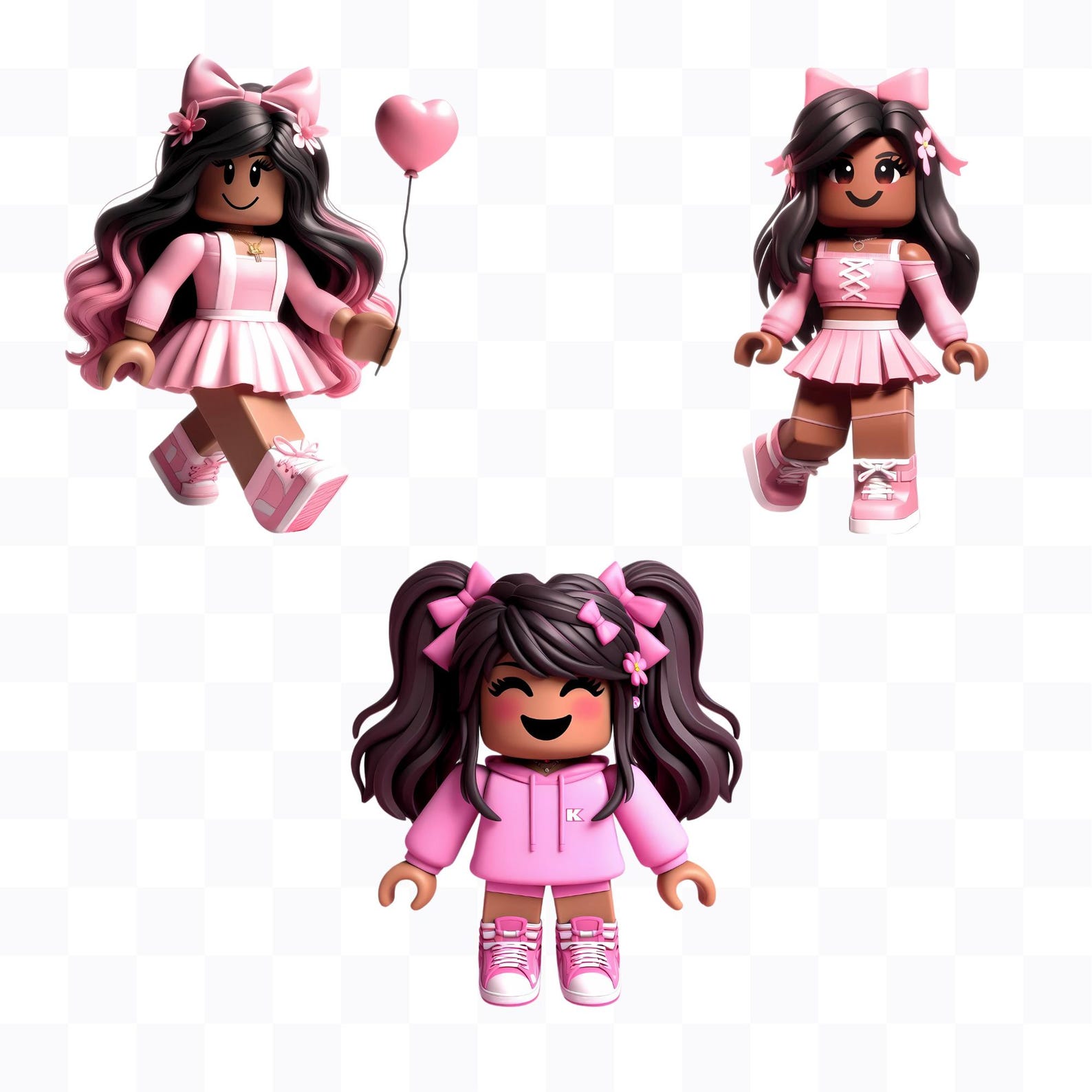 Bundle Roblox Girls PNG, Pink Roblox Girls, 12 Set of Roblox Girls in ...