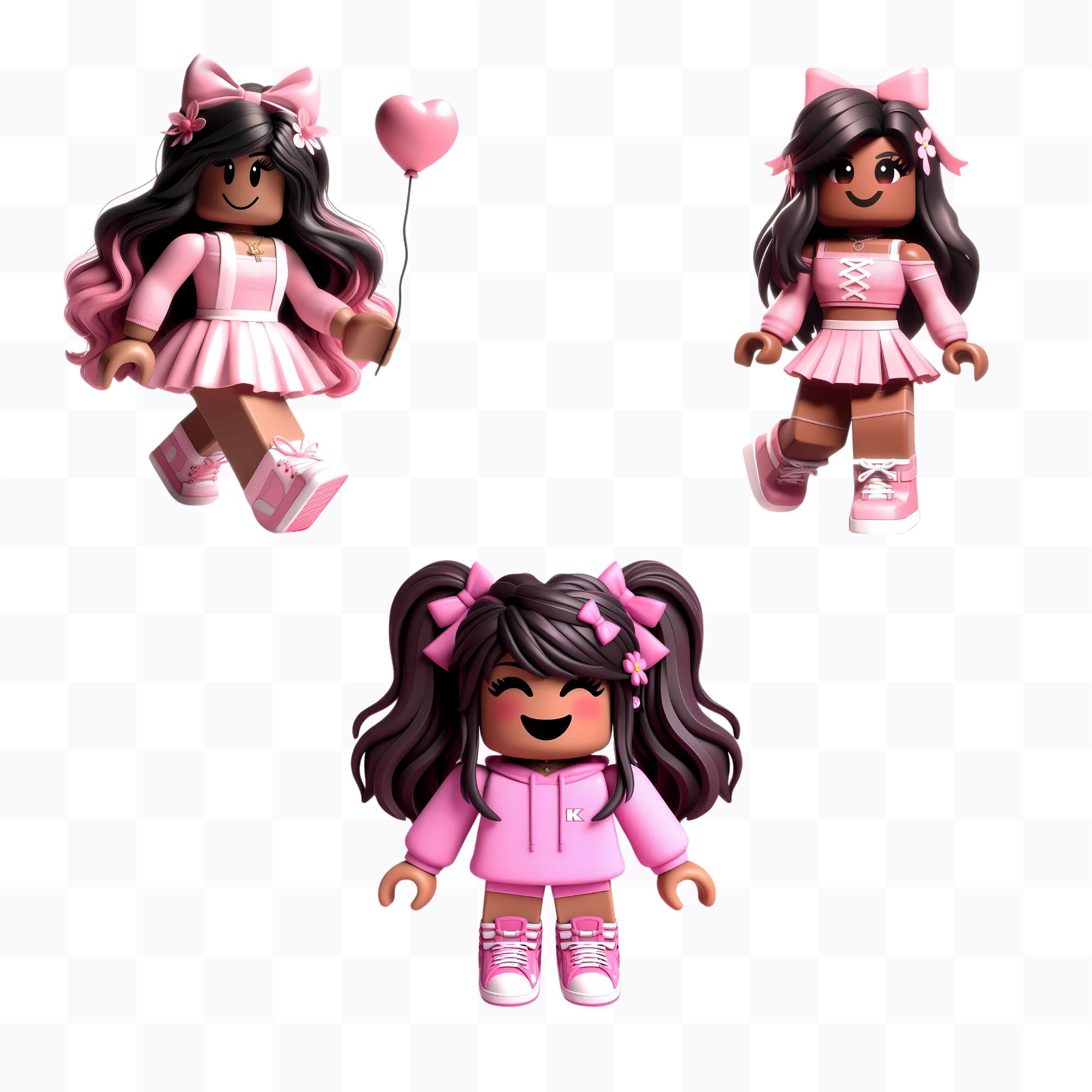 Bundle Roblox Girls PNG, Pink Roblox Girls, 12 Set of Roblox Girls in ...