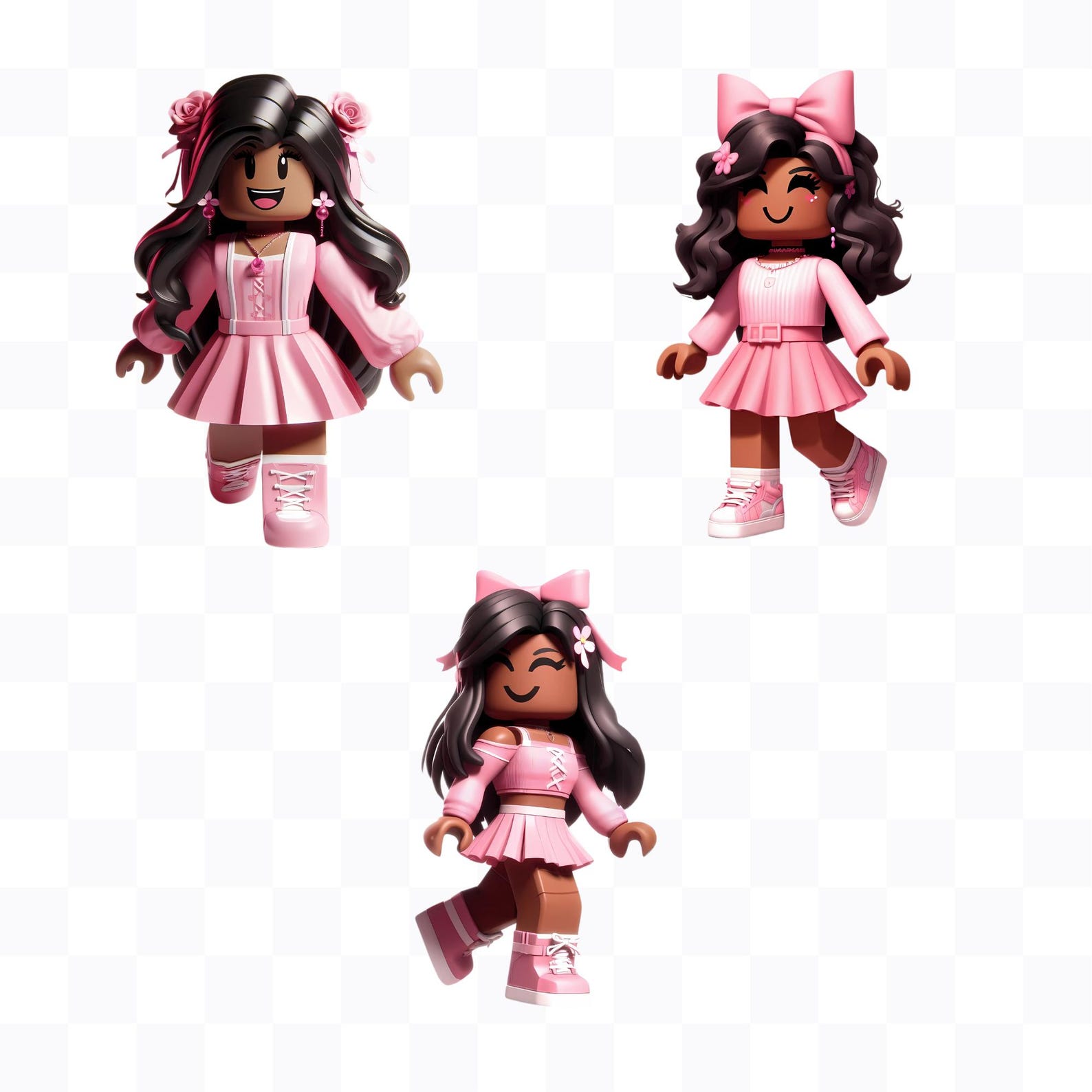 Bundle Roblox Girls PNG, Pink Roblox Girls, 12 Set of Roblox Girls in ...