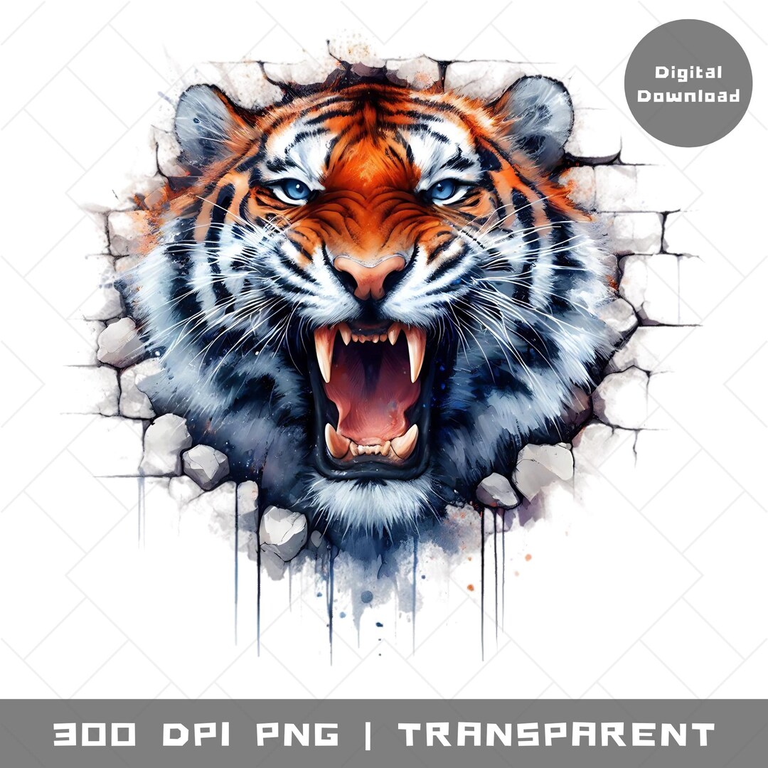 Tiger Head Png, Watercolor Tiger Sublimation Design, Tiger School ...