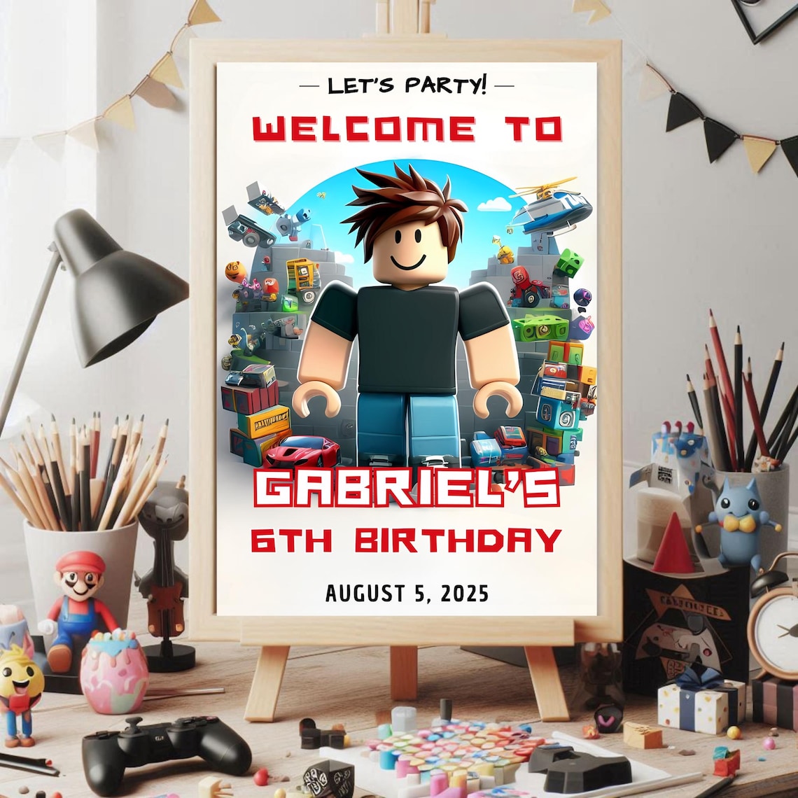 Roblox Birthday Welcome Sign Printable Poster Birthday Banner Party ...