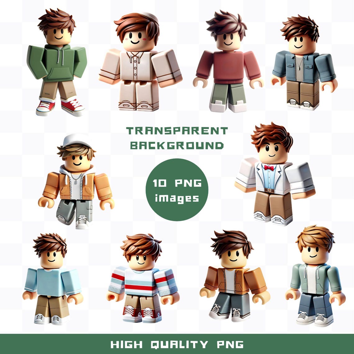 Bundle Roblox Boys PNG, Roblox Boys Gamer, 10 Set of Roblox Gamer Boys ...