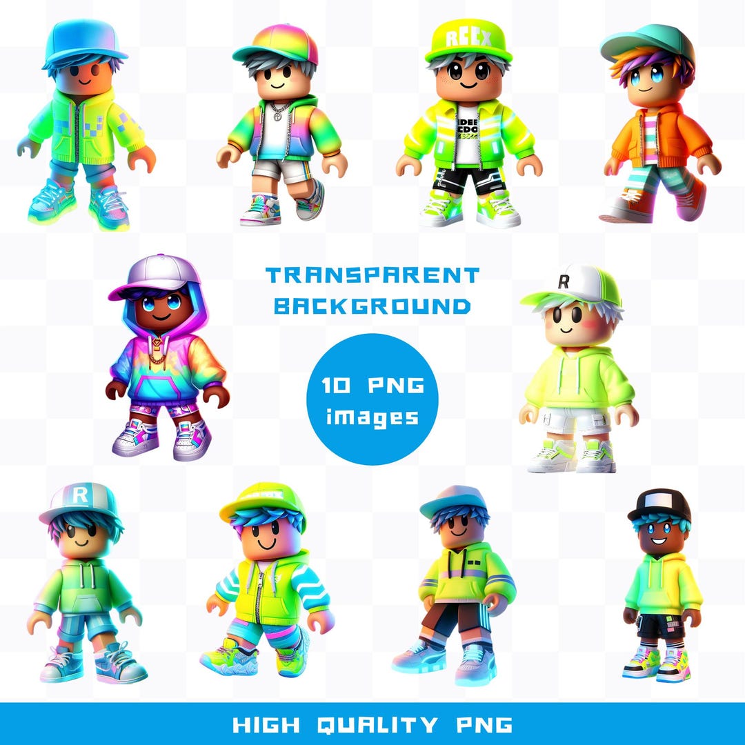 Bundle Roblox Boys PNG, Neon Roblox Boys Gamer, 10 Set of Roblox Gamer ...