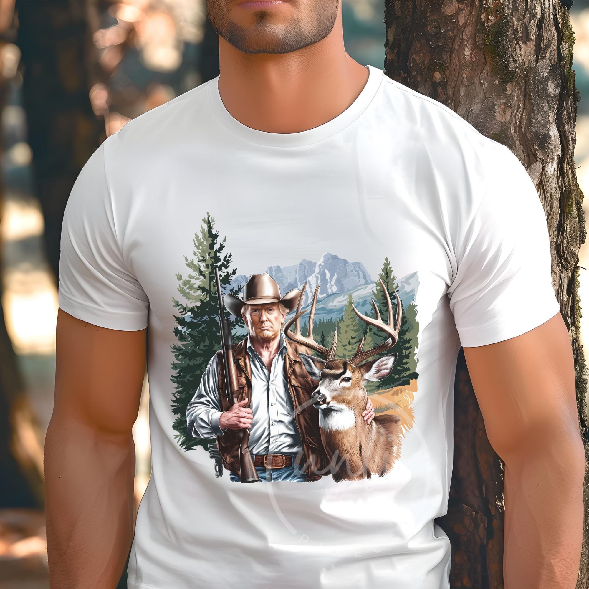Trump Deer Hunting Png, Cowboy Hunting Camo Sublimation, Whitetail Buck ...