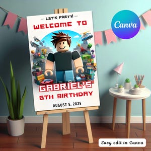Roblox Birthday Welcome Sign Printable Poster Birthday Banner Party ...