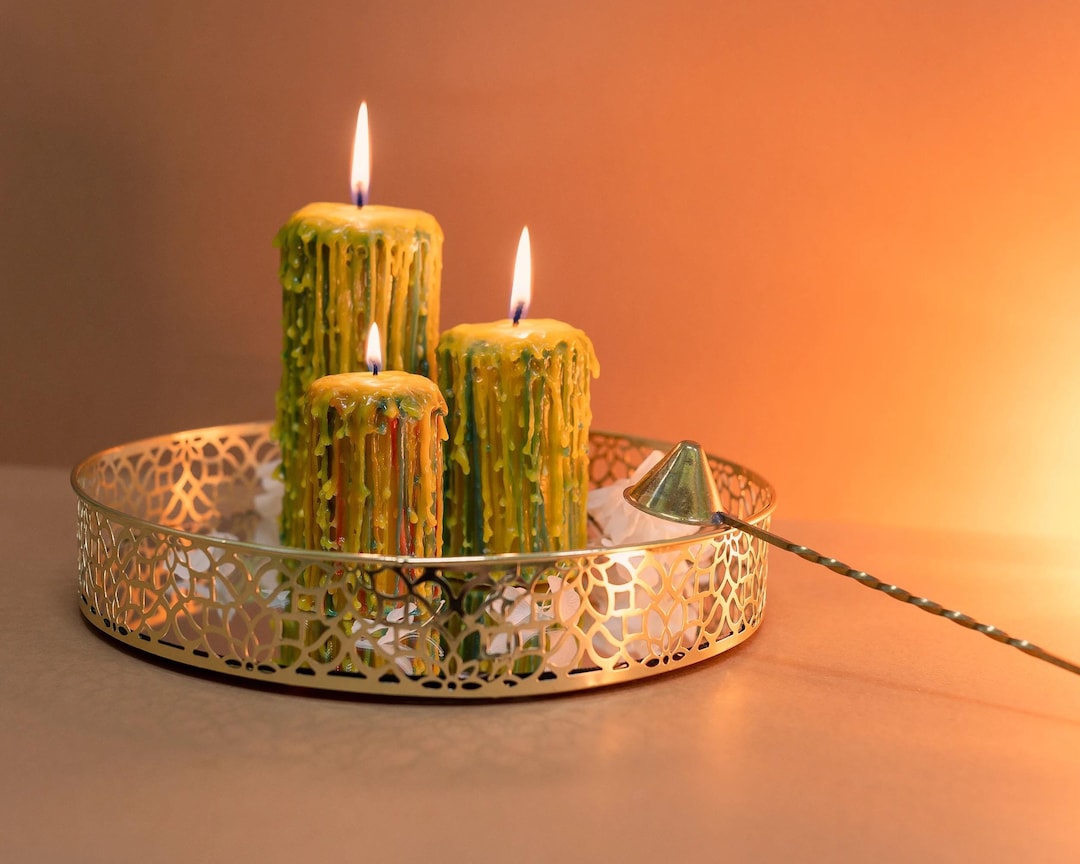 Dripping Candles Pure Beeswax Handmade Candle Exclusive Pillar Candle ...