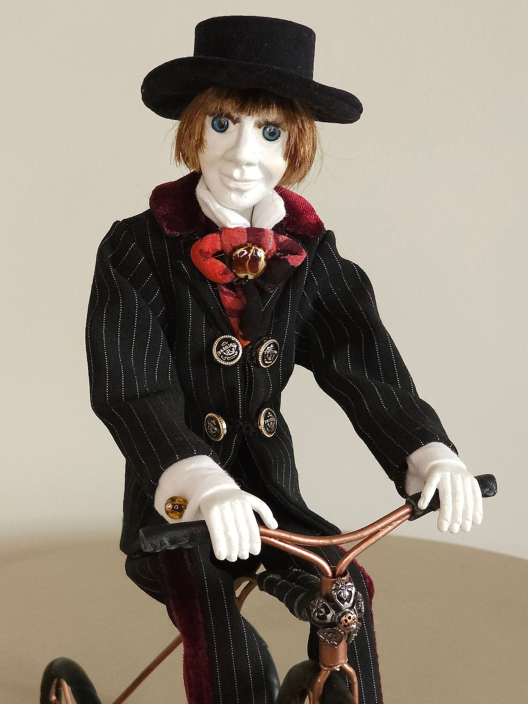 Polymer Clay Doll. 18th Century Theme Doll Cyclist. Collectible Art ...