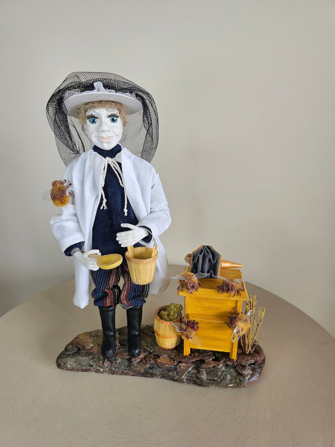 Handmade Polymer Beekeeper Doll With Hive, Bee and Tools for That ...