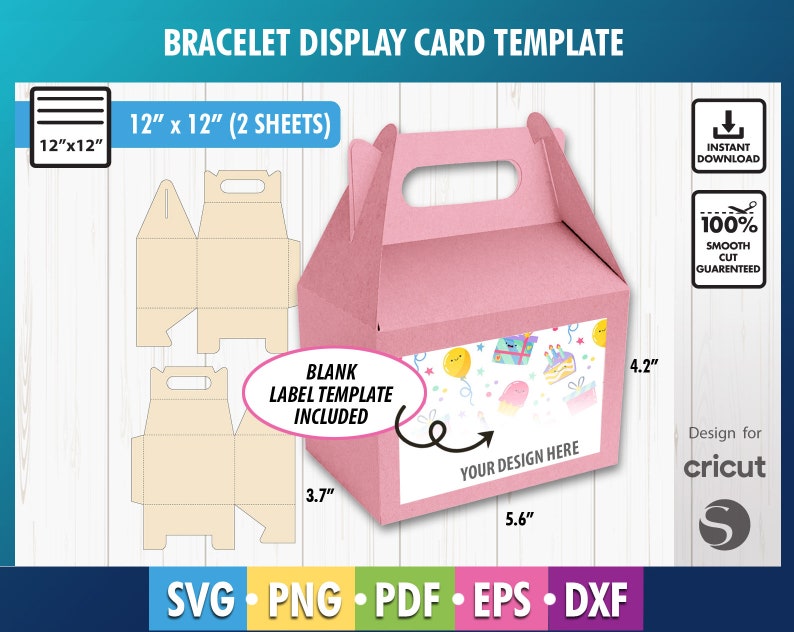Large Gable Box Template Svg Box Cricut, Box With Handle Template ...
