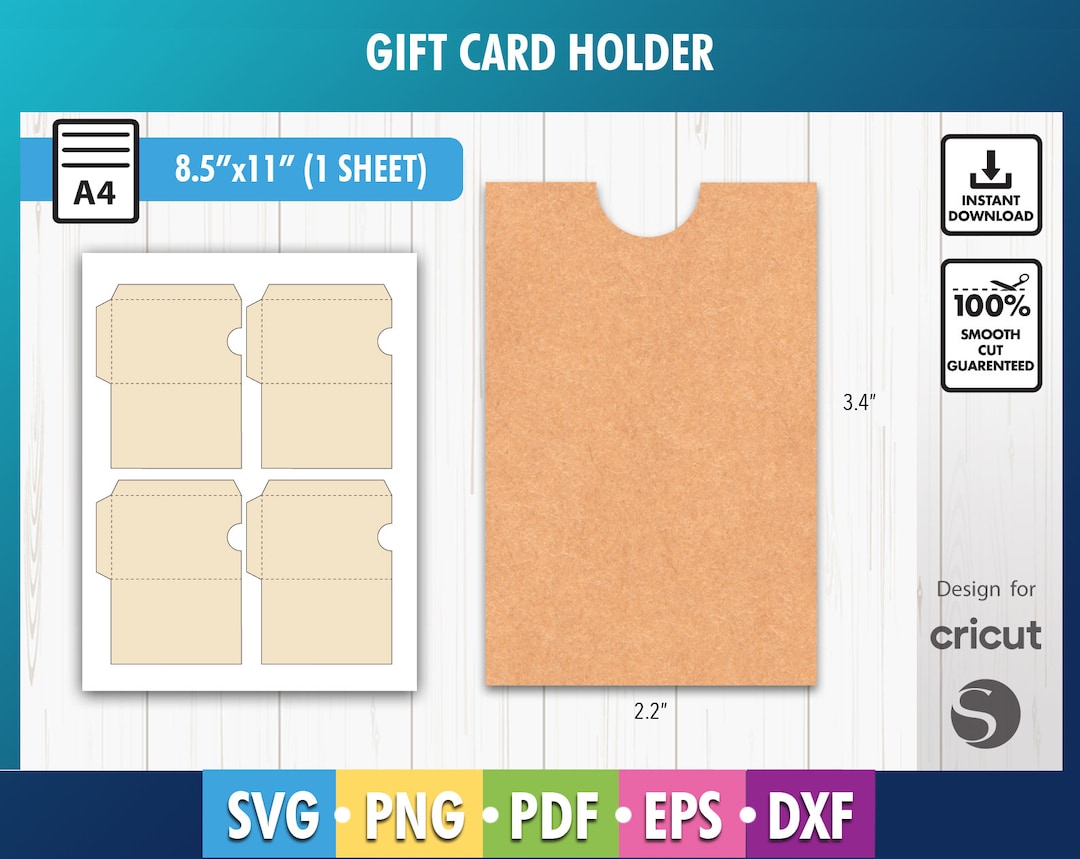 Gift Card Envelope Template 2.2" X 3.4", Gift Card Holder Template Gift ...