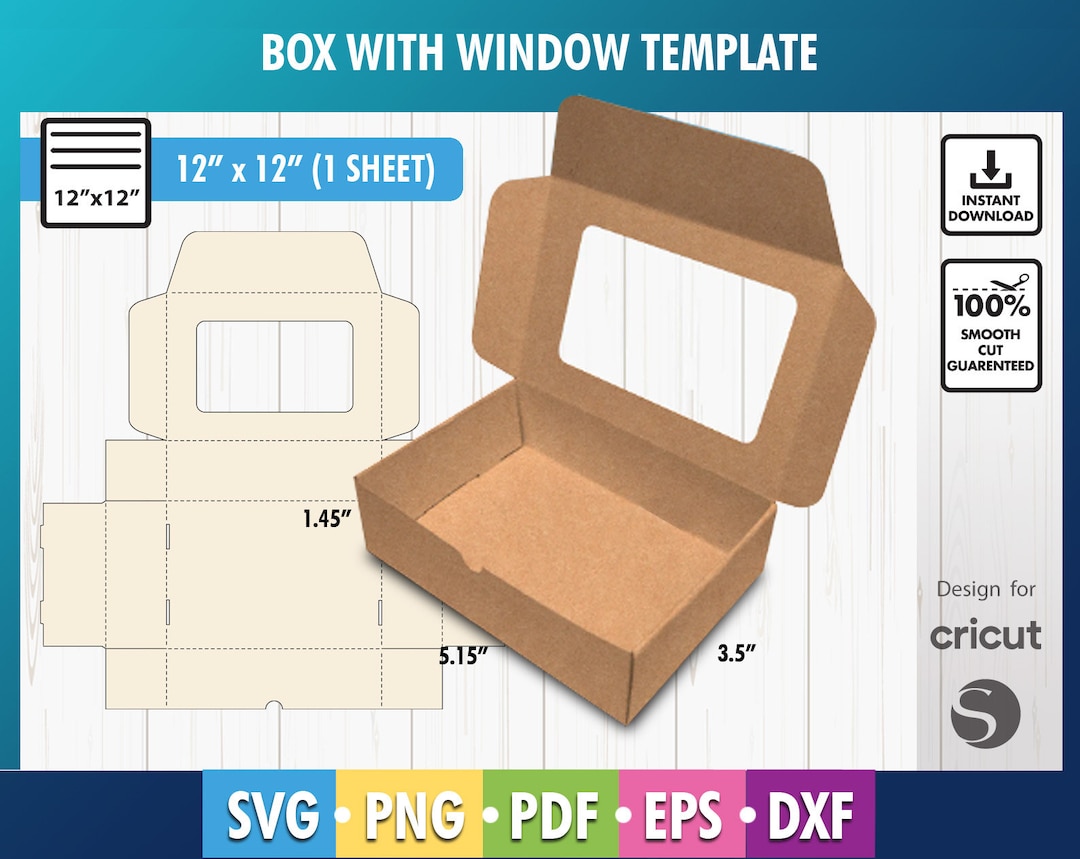 Rectangle Box Template, Box SVG for Cricut, Box With Round Window, Gift ...