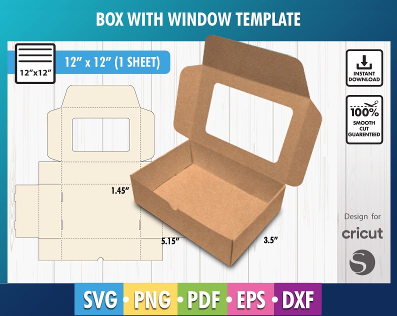 Rectangle Box Template, Box SVG for Cricut, Box With Round Window, Gift ...