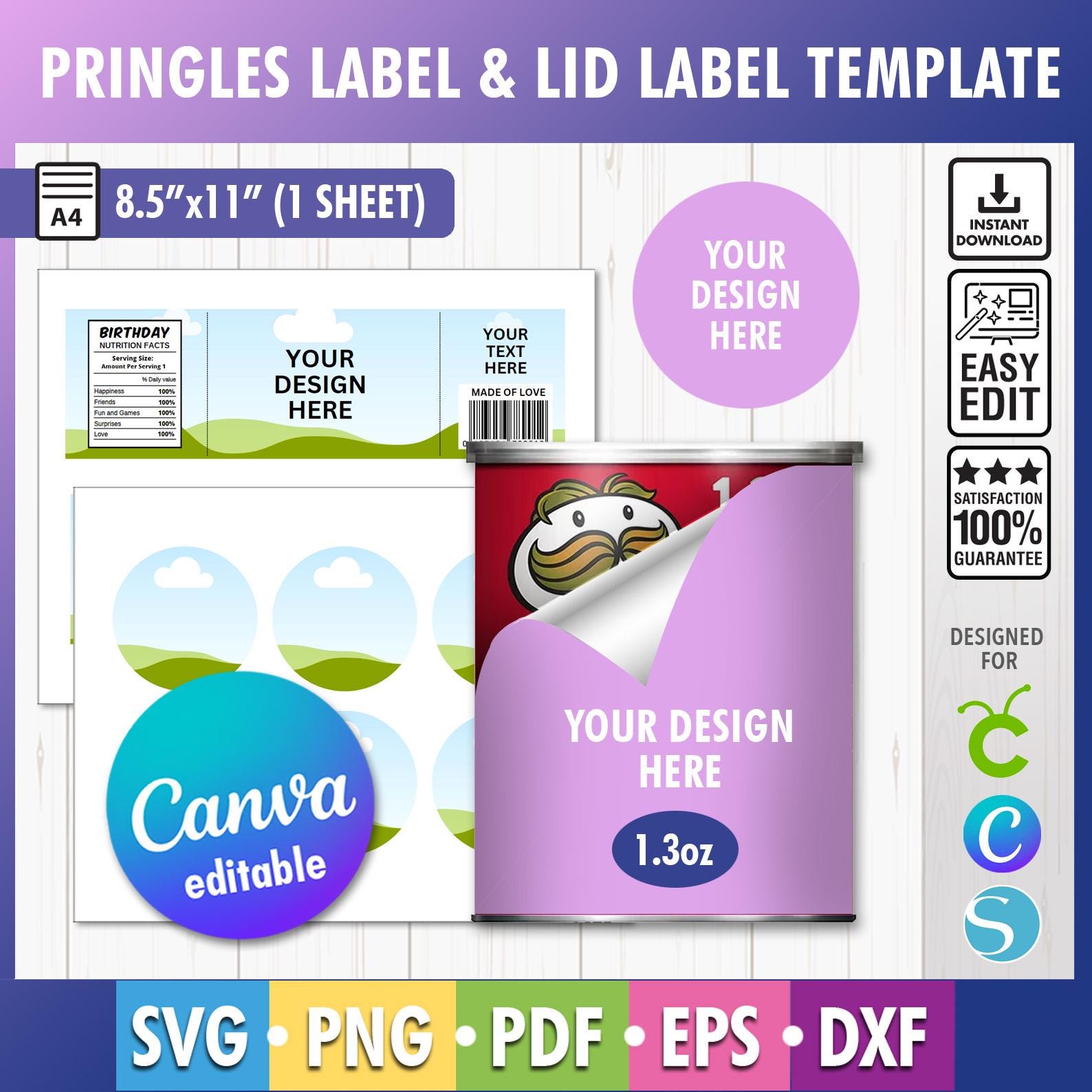 Chip Can Label Template, Pringles 1.3 Oz Labels Template, Pringles ...