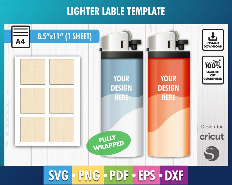 Lighter Label Template Lighter Wrapper Template Sublimation - Etsy