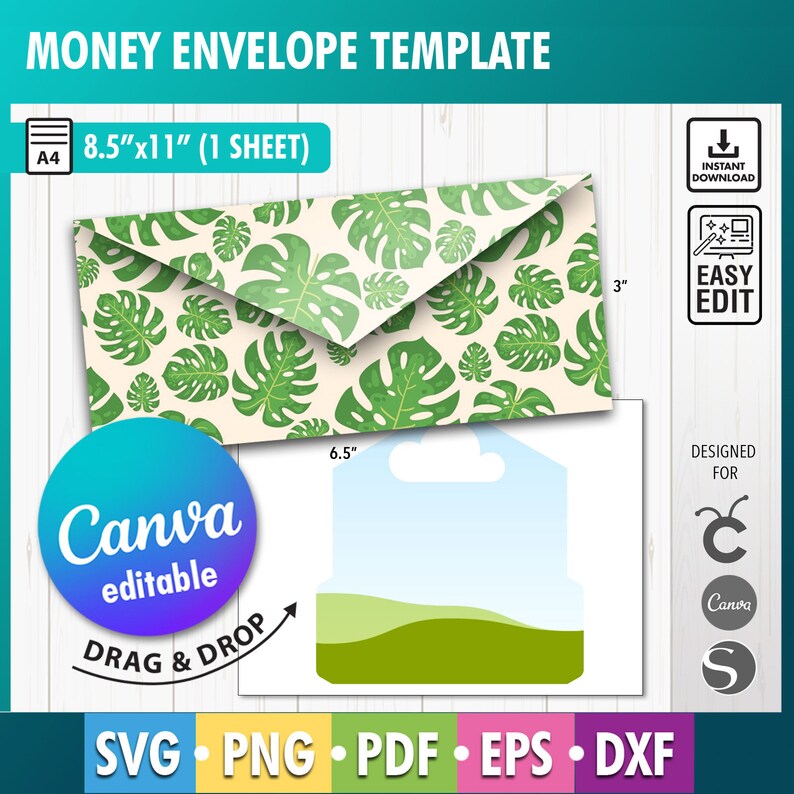 Canva Editable Money Envelope Template, Cash Envelope Template for ...