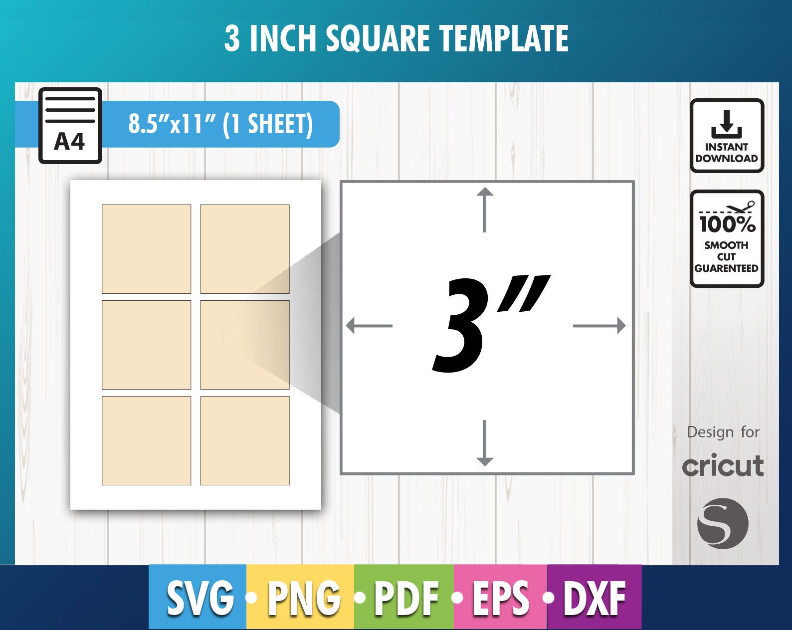 3 Inch Square Template, Square Label Template, 3" Square Template ...