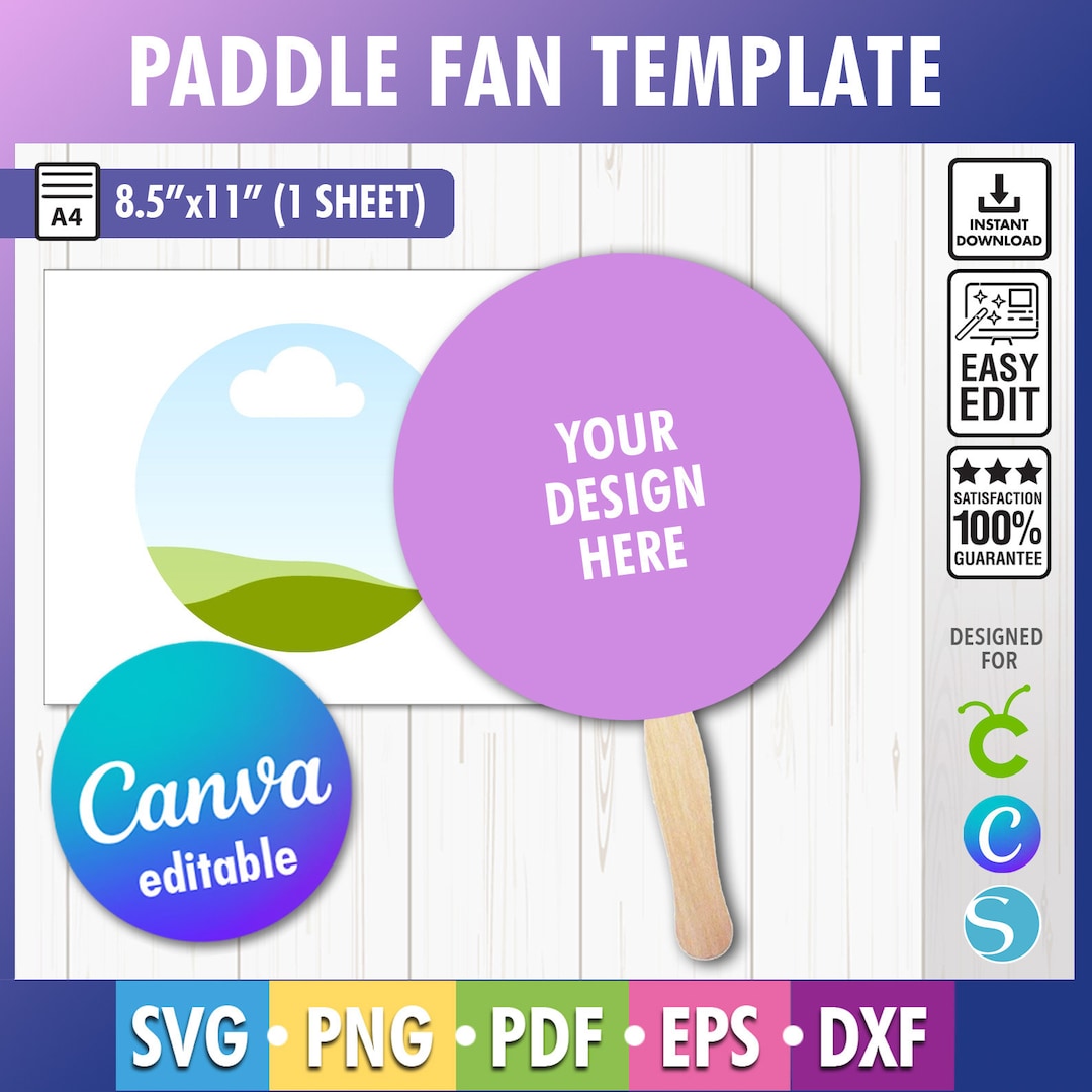 Circle Paddle Fan Template, Round Paddle Fan Svg, Church Fan Svg ...