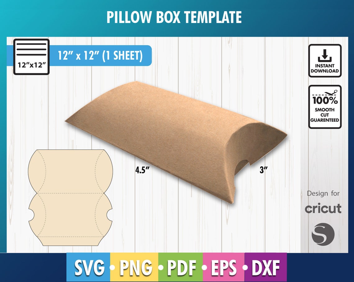 Pillow Box Template, Pillow Box Svg, Box Template, Svg, Gift Box SVG ...