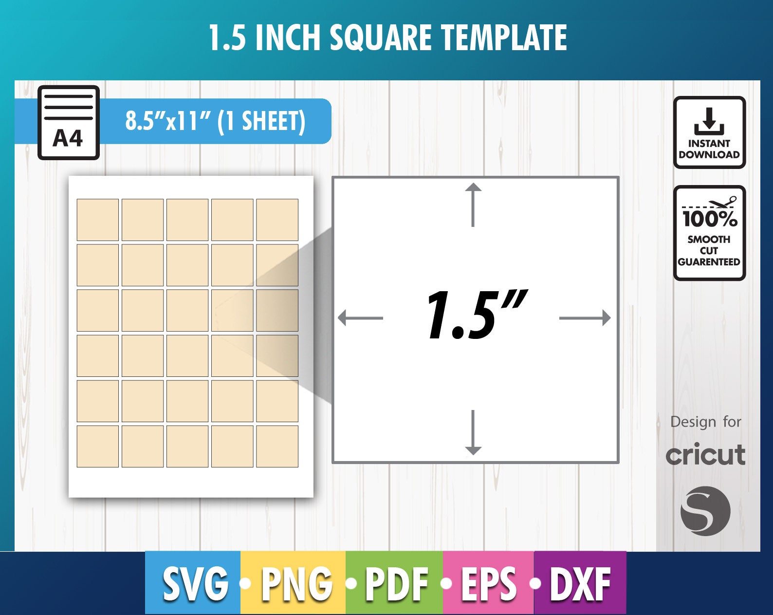1.5 Inch Square Template, Square Label Template, 1.5 Square Template ...